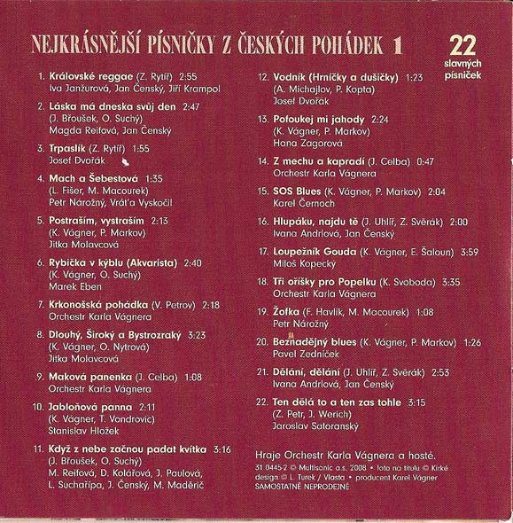 Various | CD Nejkrásnější písničky z českých pohádek 1 | Musicrecords Various | CD Nejkrásnější písničky z českých pohádek 1 | Musicrecords