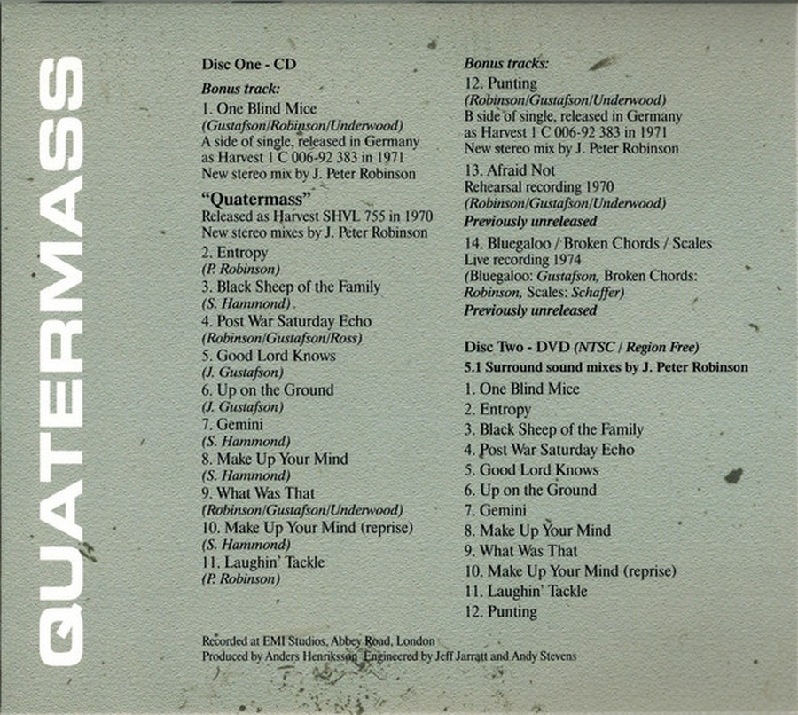 Quatermass | CD / DVD Quatermass / Deluxe / CD+audio DVD / Digipack ...